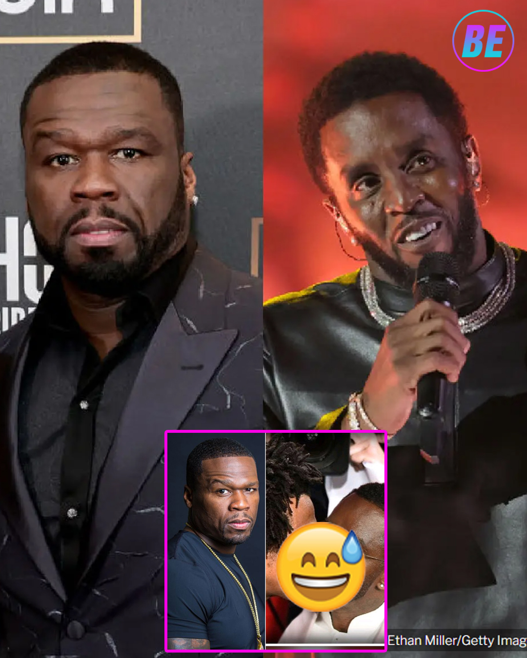 50 Cent reacts in shock to Diddy kissing JAY-Z, Rick Ross at his ...