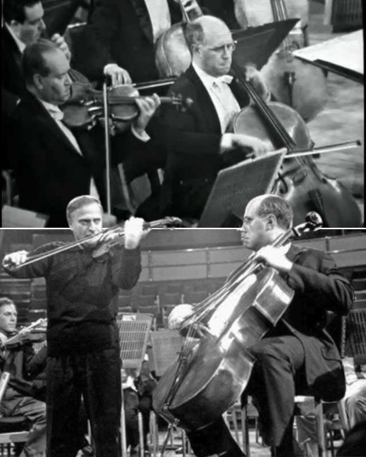 David Oistrakh (violin) and Mstislav Rostropovich (cello) deliver a ...